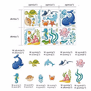 Runtoo Under The Sea Wall Decals Fish Underwater Wall Stickers for Kids Bedroom Nursery Bathroom Adventure Wall Décor