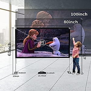 Projector Screen with Stand 60inch Portable Projector Screen 16:9 4K HD Outdoor Indoor Projector Screen with Carry Bag Foldable Wrinkle-Free Movie Screen for Home Theater Travel Camping Party Office