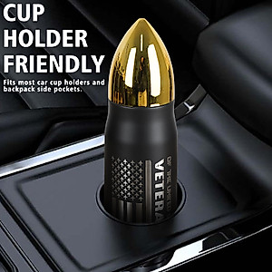 qchdln 17 OZ Veteran Bullet Tumbler with Lid - Ideal Gifts for Men Father's Day, Birthday, Veterans Day, Christmas - Perfect for Air Force, Navy, Army, Military & Veterans Cup