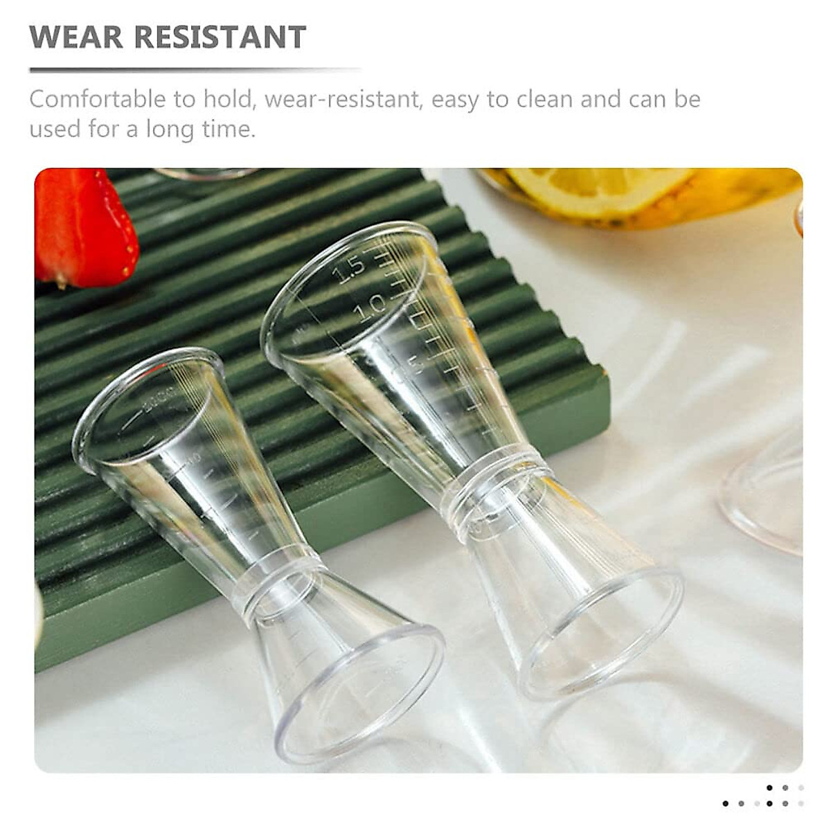 ULTECHNOVO Jigger for Bartending, 5pcs Double Jigger Clear Plastic Jigger Shot Japanese Shot Glass Mixed Drink Measurer Cocktail Double Head Measuring Cup Kitchen Bartender Tools for Home Bar