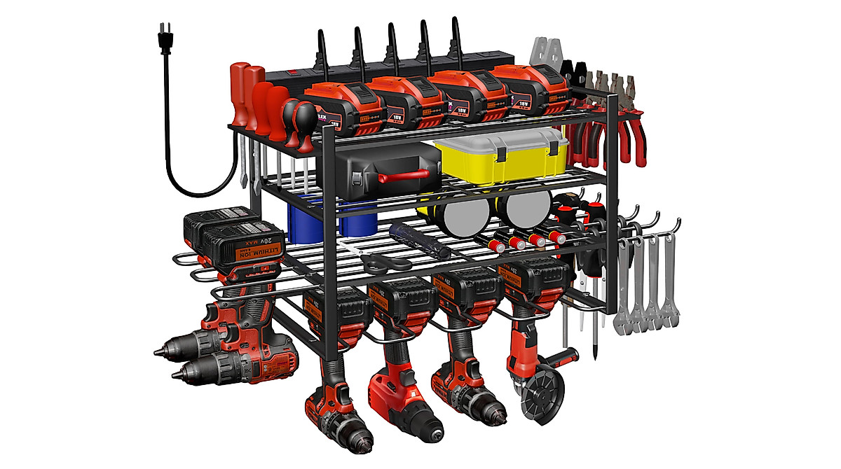 Spaclear Power Tool Organizer Wall Mount with Charging Station Garage ...
