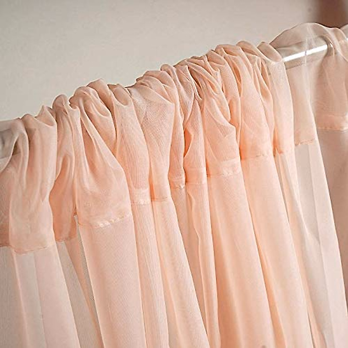 BalsaCircle 10 feet x 10 feet Blush Sheer Voile Backdrop Drapes Curtains 2 Panels 5x10 ft - Wedding Ceremony Party Home Decorations
