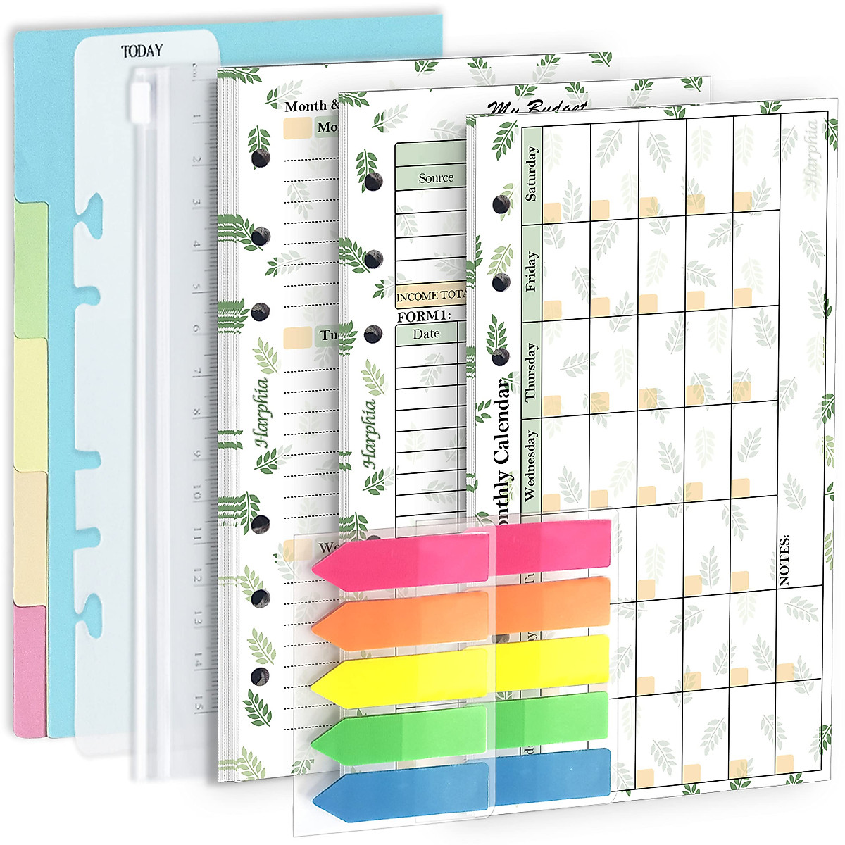 2024 Planner Monthly Weekly And Budget Paper Kit, 6 Ring Planner Accessory, 6.73” X 3.72”, Personal Size For Budget Planner Binder Cover, Money Binder Organizer For Cash