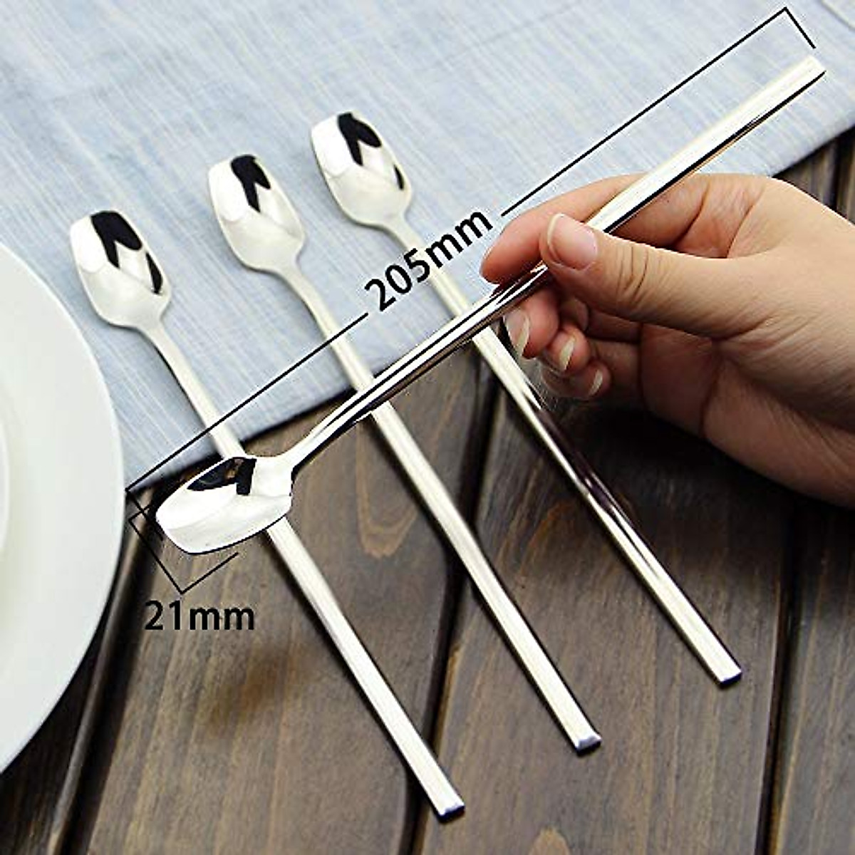 4-Piece 8-Inch Long Handle Spoon, Coffee Stirrers, Iced Teaspoon,Ice Cream Spoon,Premium 18/10 Stainless Steel Cocktail Stirring Spoons, Set of 4