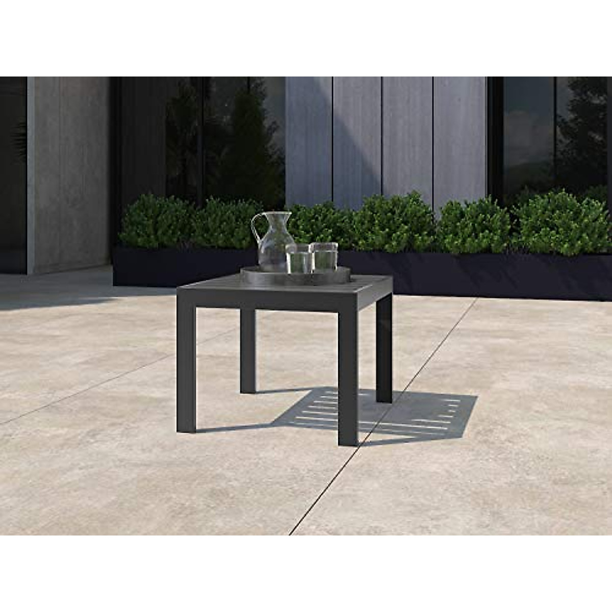 Tommy Hilfiger Monterey Modern Patio Outdoor Furniture Collection, Weather Resistant, Easy Assembly Metal Frame, Side Table, Navy Blue & Dark Gray
