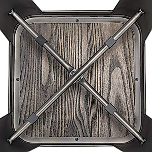 Yaheetech 24 inches Metal Bar Stools Counter Stool Indoor/Outdoor Stackable Barstools Counter Wood Top/Seat Bar Stools Set of 4, Gunmetal