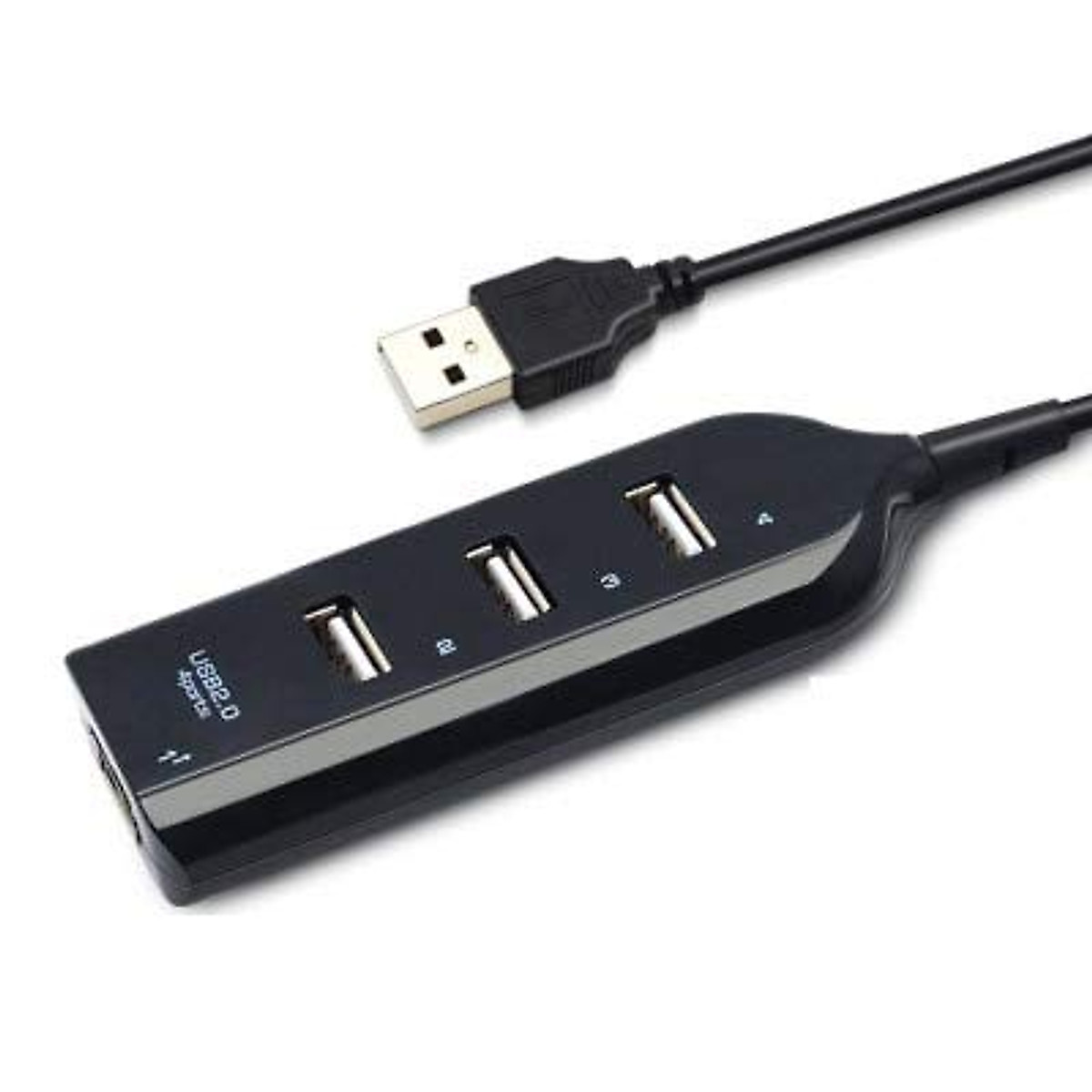 Lysee USB Cables - 4-Port Splitter Hub Adapter Mini USB 2.0 Hi-Speed Adapter for PC Computer - (Color: Black)