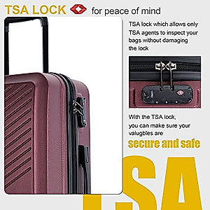 Tripcomp Luggage Sets Wear-Resistance Hardside Lightweight Suitcase Double Spinner Wheels, TSA Lock,Two Hooks, Scratch-resistant Carry-on,3 Piece Set(20inch 24inch 28inch) (Claret-red)