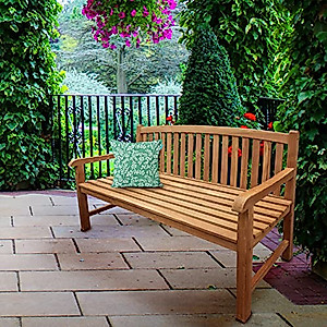 Seven Seas Teak Buenos Aires Outdoor Patio Oval Bench, 5 Foot, Made from Solid Teak Wood