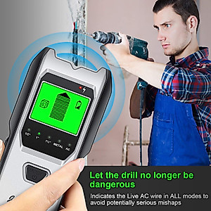 Stud Finder Wall Scanner, 5 in 1 Multi-function Upgraded Smart Stud Sensor, Wall Scanner with Battery for the Center& Edge of Metal, Studs and AC Wire, Pipe Locator for Walls