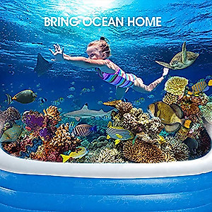 Swimming Inflatable Pool 92'' X 56'' X 20'' Family Blow Up Kiddie Pool Full-Sized Play Center for Kids Children, Backyard Garden Outdoor Summer Water Party Lounge Pool