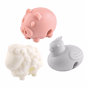 FGYZYP 3Pcs Cartoon Silicone Pot Lid Lifters, Cute Animal Heat Resistant Pot Lid Rack Holder Clips, Spill- Proof Steam Vent Stand for Soup Pots Saucepan Home Kitchen Tool Accessories (Random Color)