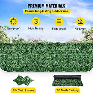 VEVOR Artificial Ivy Privacy Fence Screen, 59"x118" Ivy Fence, PP Faux Ivy Leaf Artificial Hedges Fence, Faux Greenery Outdoor Privacy Panel Decoration for Garden, Decor, Balcony, Patio, Indoor