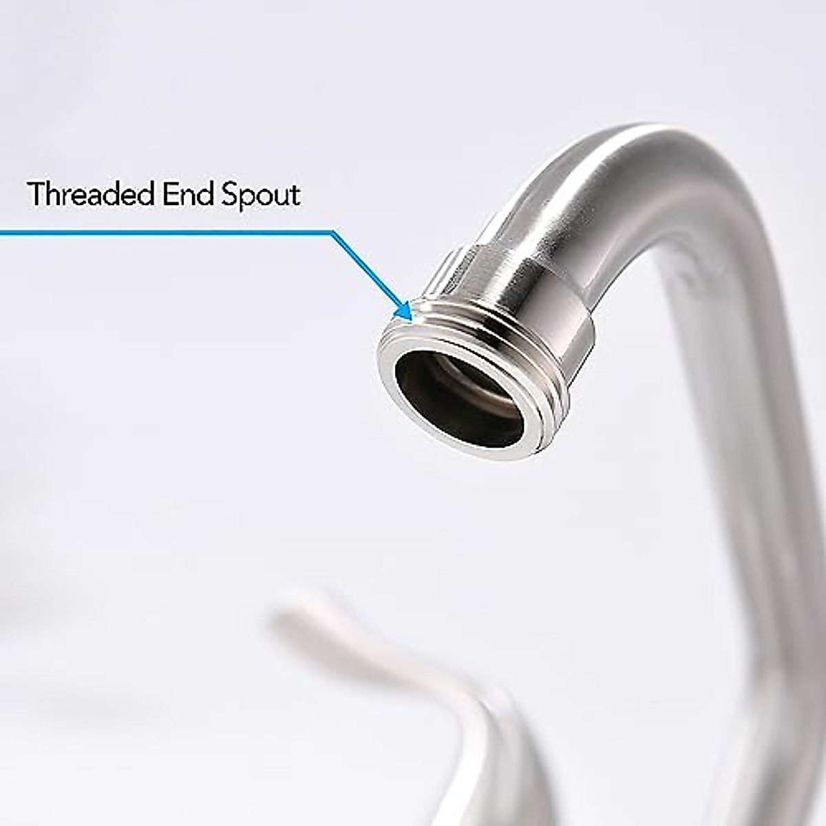 Phiestina Brushed Nickel Utility Sink/Laundry Faucet, 4 Inch Centerest 2 or 3 Hole Rotatable Swivel 360° Spout with Threaded End, with Water Supply Line, BF25-7-BN