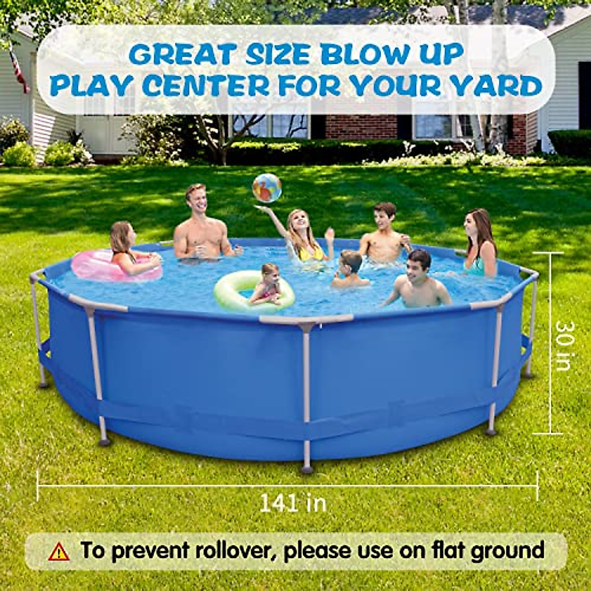 Above Ground Swimming Pool - 12FT x 30in Outdoor Round Frame Pool for Kids and Adults, Kiddie Pool Swimming Pool for Family Fun,Family Swimming Pool Above Ground for Backyard Garden Summer Water Party