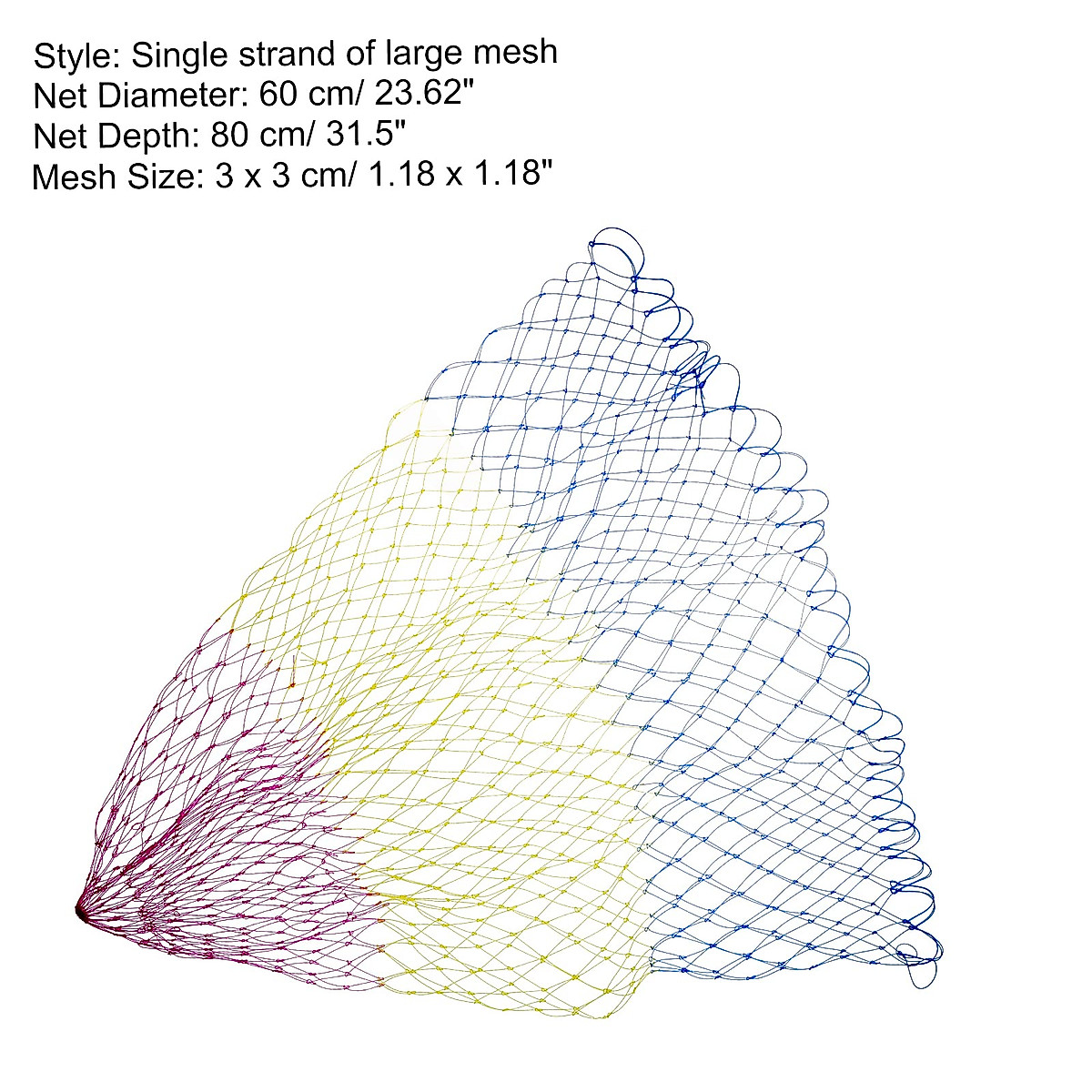 PATIKIL Fishing Net Replacement, Dia.23.6" Nylon Landing Net Replacement Mesh for Freshwater Saltwater Fishing, Multicolor