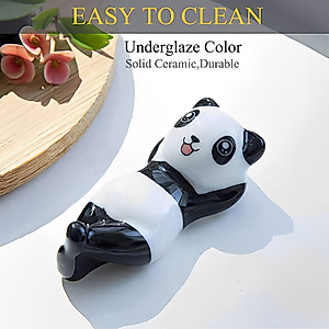 Chopsticks Reusable Panda Gifts With Cute Chopstick Rest & Chopsticks Dishwasher Safe Anniversary Gift for Couple (2PC Red-Black)