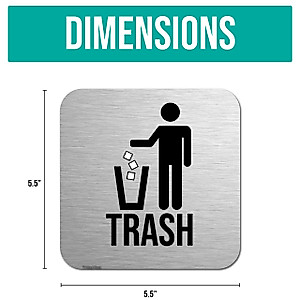 Recycle and Trash Magnets for Kitchen Trash Cans and Recycling Bins, Indoor Trash and Recycle Magnet Combo for Garbage Can Logo Symbol, 2 Magnetic Sticker Adhesives, 5.5 Inch Square, Outdoor Waste Bin