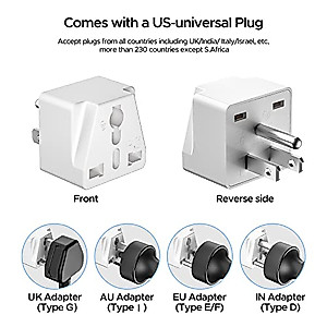 Type G UK Power Plug Adapter, 2 Travel Adapters for US to British England,Ireland,Scotland & Universal Outlet to US Travel Plugs,AC Outlets with PD 30W USB C Charger for iPad Pro/Air, All iPhone,etc