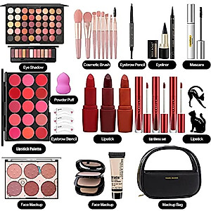 MISS ROSE M All In One Makeup Kit, Makeup Kit for Women Full Kit,Multipurpose Women's Makeup Sets,Beginners and Professionals Alike,Easy to Carry (Black)