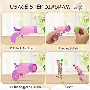 C-PASSION Cat Ball Toy Launcher Gun,Cat Balls Fetch Toy,50Pcs Plush Fuzzy Balls Launcher Cat Toy for Cats,Cute Kitten Kitty Toys,Funny Interactive Cat Toys for Bored Indoor Adult Cats