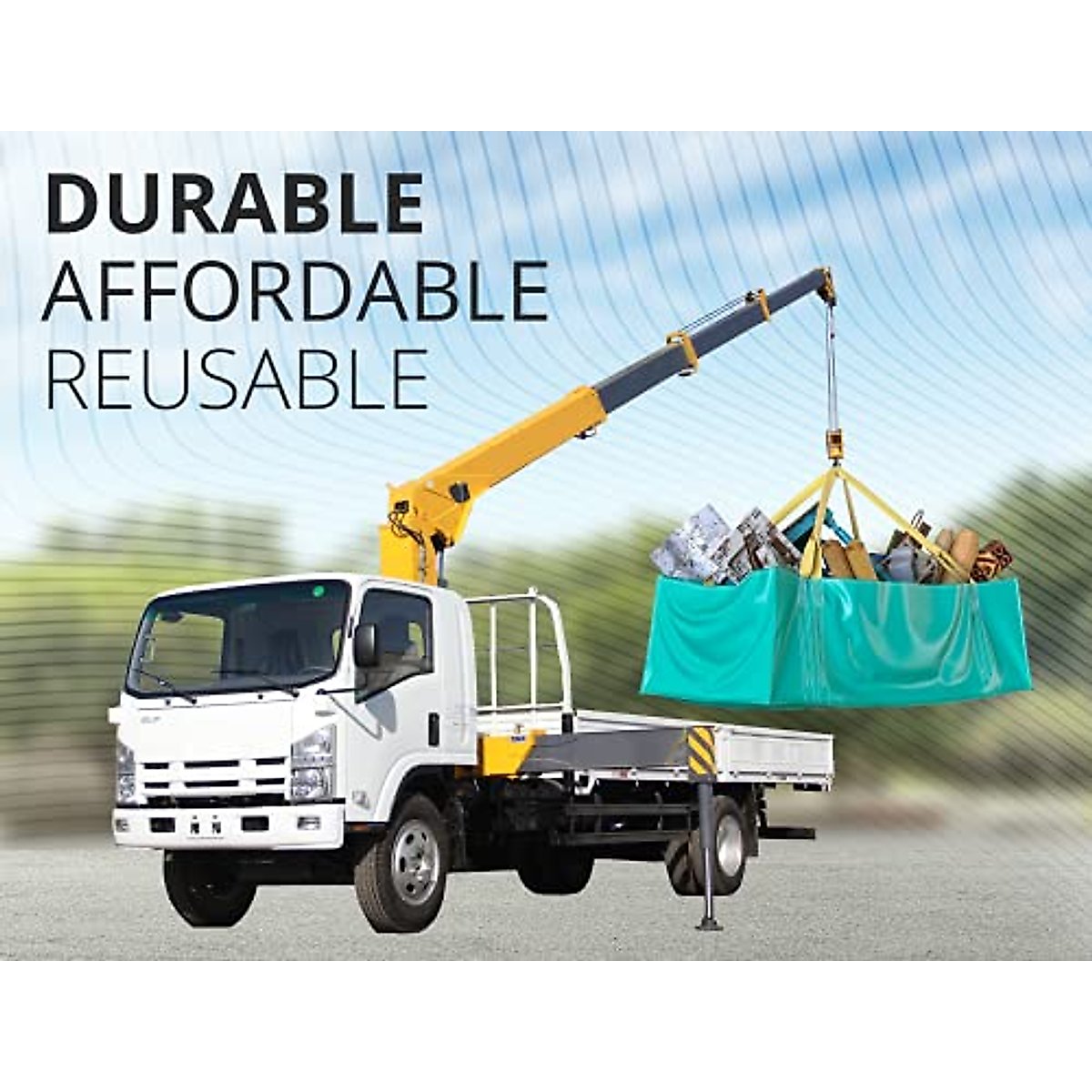 Skywin Dumpster Bag, 2 Pack Foldable and Reusable Trash Bag for Waste Management, Multiple Times Use During Renovations Tear Resistant and Can Hold Up to 3,500 lbs (Green)