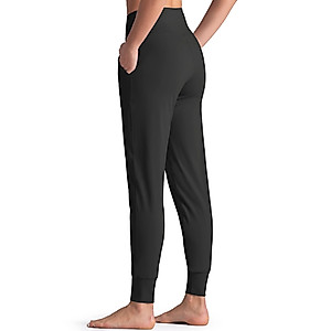 Wjustforu Joggers for Women High Waist Active Sweatpants, Women's Lounge Sweatpant with Pockets ((Small, Black)