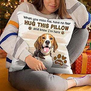 Pawfect House Personalized Pillows (Insert Included), Hug the Pillow and Know I'm Here, Pet Memorial Gifts Personalized Dog Pillow Dog Remembrance Gift Dog Memorial Gifts for Loss of Dog Sympathy Gift