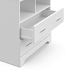 Storkcraft Brookside 2 Drawer Changing Table Dresser (White) – for Nursery with Table Topper, Chest of Drawers for Bedroom, Universal Design