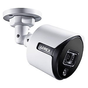 Lorex C881DA 4K Ultra HD Analog Active Deterrence Security Bullet Camera with Color Night Vision, 2.8mm, 135ft IR NV, IP67, White, (Only Camera) (Renewed)