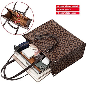 Alena Culian Womens Leather Handbag With Shoulder Strap Foral Pattern PVC Top Handle Large Tote Satchel Crossbody Shoulder Bags (White)