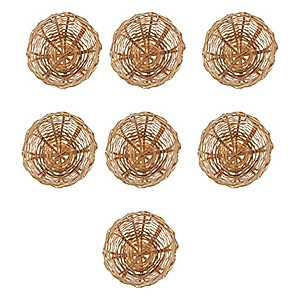 DOITOOL Outdoor Decor 7pcs Bamboo Weaving Breeding with Hooks Handmade Bamboo Pigeon Mat Breeding Egg Pad Breathable Nesting Mat Counntry Style Bird for Canary Swallow Finch Wicker Storage Basket