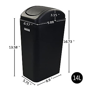 Doryh 12 L Plastic Trash Can, Kitchen Garbage Can with Swing Lid, 2 Packs