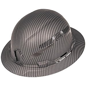 Klein Tools 60626 Hard Hat, Vented Full Brim Premium KARBN Design, Type 1 Class C Hard Hat, 4-Point Ratchet Suspension