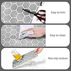 Glotoch Premium Non Slip Shelf Liner 12” X 20FT, Non Adhesive Drawer Liner, Waterproof Shelf Liners for Kitchen Cabinets, Drawer, Fridge, Wire Shelving, Pantry, Bathroom-Heavy Duty, Grey Geometric