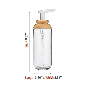 Full Circle Soap Opera Recycled Glass Gel Soap & Lotion Dispenser, Bamboo Lid, 12-Ounce, Clear