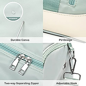 Sports Gym Bag for Women, Travel Duffel Bag with Wet Pocket & Shoes Compartment Weekender Bag, Green