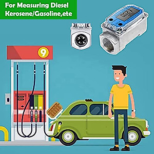 Turbine Flow Meter,Electronic Digital LCD Display Flow-Meter with NPT Counter Gas Oil Fuel Flowmeter for Measure Diesel Kerosene Gasoline