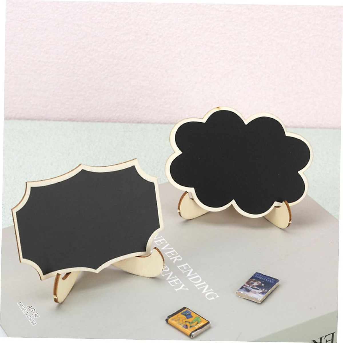 Ciieeo 10pcs Wood Decor Wood Bracket Light House Decorations for Home Miniture Decoration Wedding Signs Home Decor Miniature Holder Label Holders Mini Chalkboard Signs Food Household