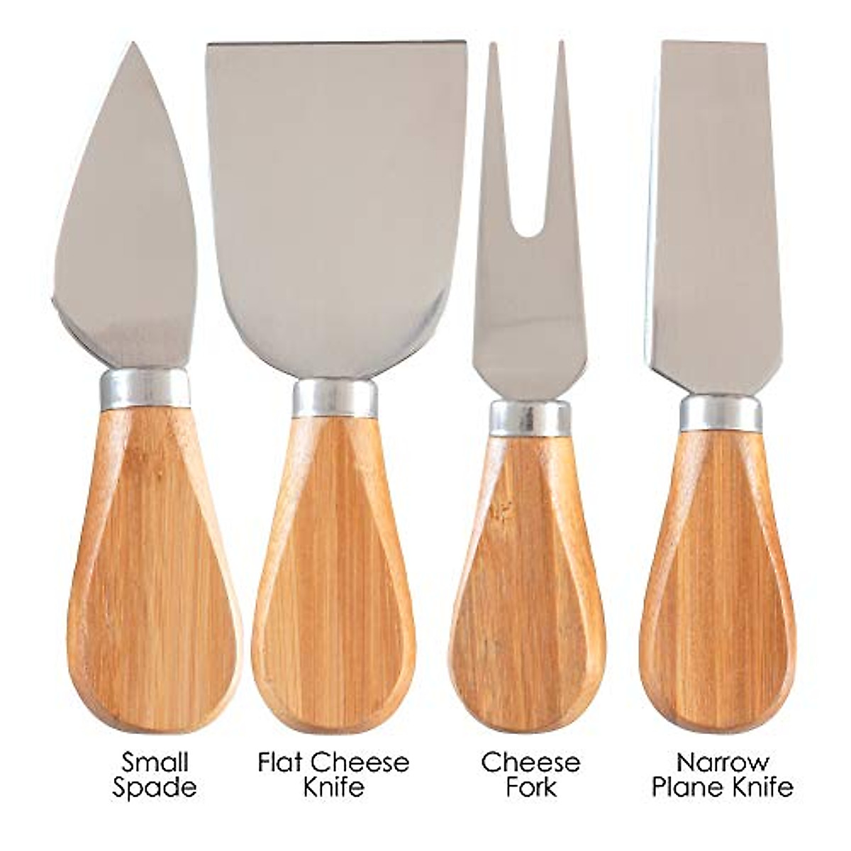 Totally Bamboo 4-Piece Cheese Tool Set, Charcuterie Board Accessories