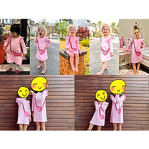 FANTANGPAI Toddler Girl Pink Heart Dress Long Sleeve Baby Girl Cotton Fall Outfit (Pink,8-9 Years)