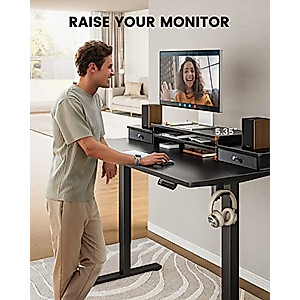 Ergear ErGear Electric Standing Desk with Double Drawers, 48x24 Inches Adjustable Height Sit Stand Up Desk, Home Office Desk Computer Workstation with Storage Shelf, Black (EGESD5B-1)