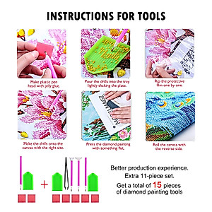 Diamond Painting Kits for Adults Flowers DIY 5D Diamond Art Kits Full Drill Diamond Painting Kits for Beginners,Gem Art and Crafts Home Decor 16x20inch