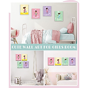 Black Girls Bedroom Canvas Wall Art Framed | Motivational Wall Decor for Toddler Girls | Inspirational Room Decor for Teen Girls | Kids Wall Art | Picture for Little Girls | 8” x10” x4 PCS (FRAMED)