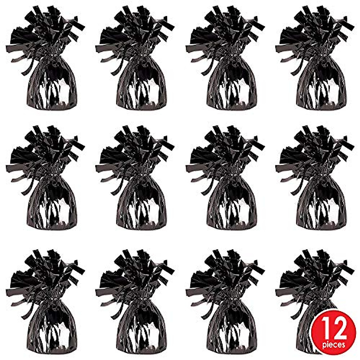 Beistle 50804-BK Metallic Wrapped Balloon Weights, 12 Per Package ,Black