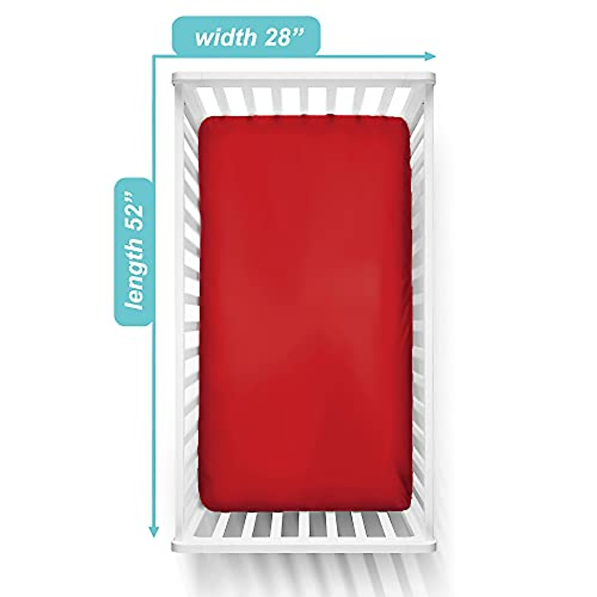 TL Care Supreme Fitted Crib Sheet 28" x 52", Enhanced Thickness for Soft, Breathable Neutral 100% Cotton Jersey Comfort, Red, for Boys and Girls