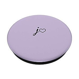 Black Initial Letter J Heart Minimalist Light Pastel Purple PopSockets Swappable PopGrip