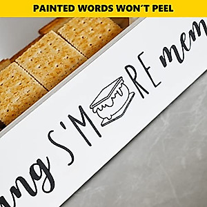 Losvio S'Mores Caddy, Farmhouse S’more Bar holder with Cutout Handle, Wooden Smores Station, Smores Accessories Organizer, Smores Supplies Container Box, Smores Serving Tray (White)