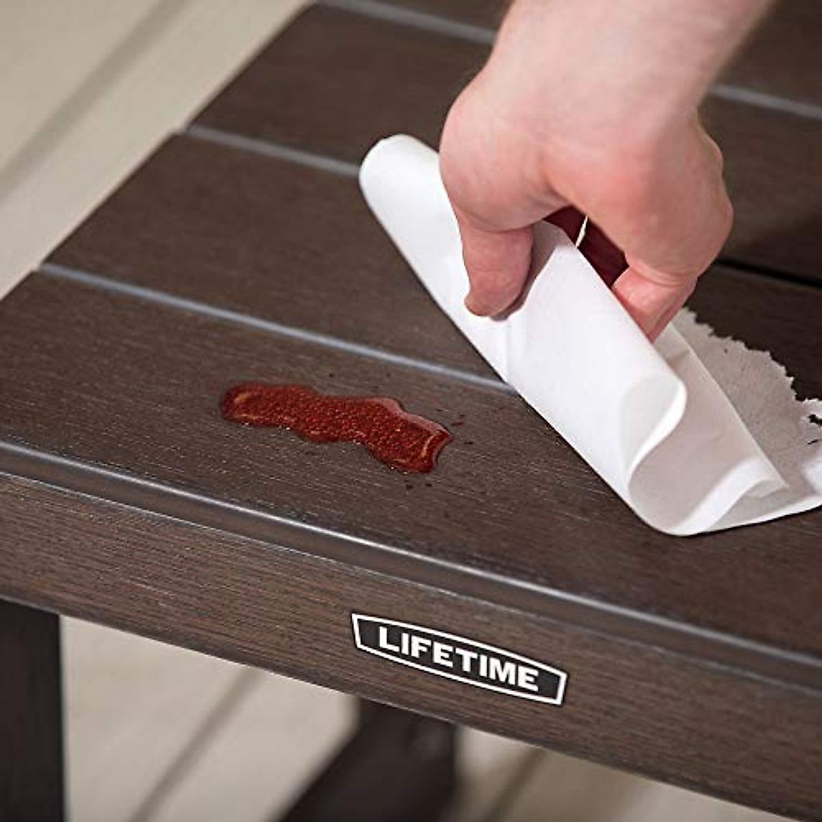 Lifetime 60293 Adirondack Chair and Table Set, Rustic Brown