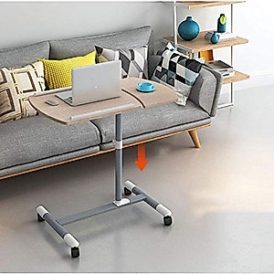 SCKTFS Computer Student Laptop Desk Height Adjustable Wooden Laptop Table Computer Standing Desk with Tablet Slot Mobile Workstation with Wheels